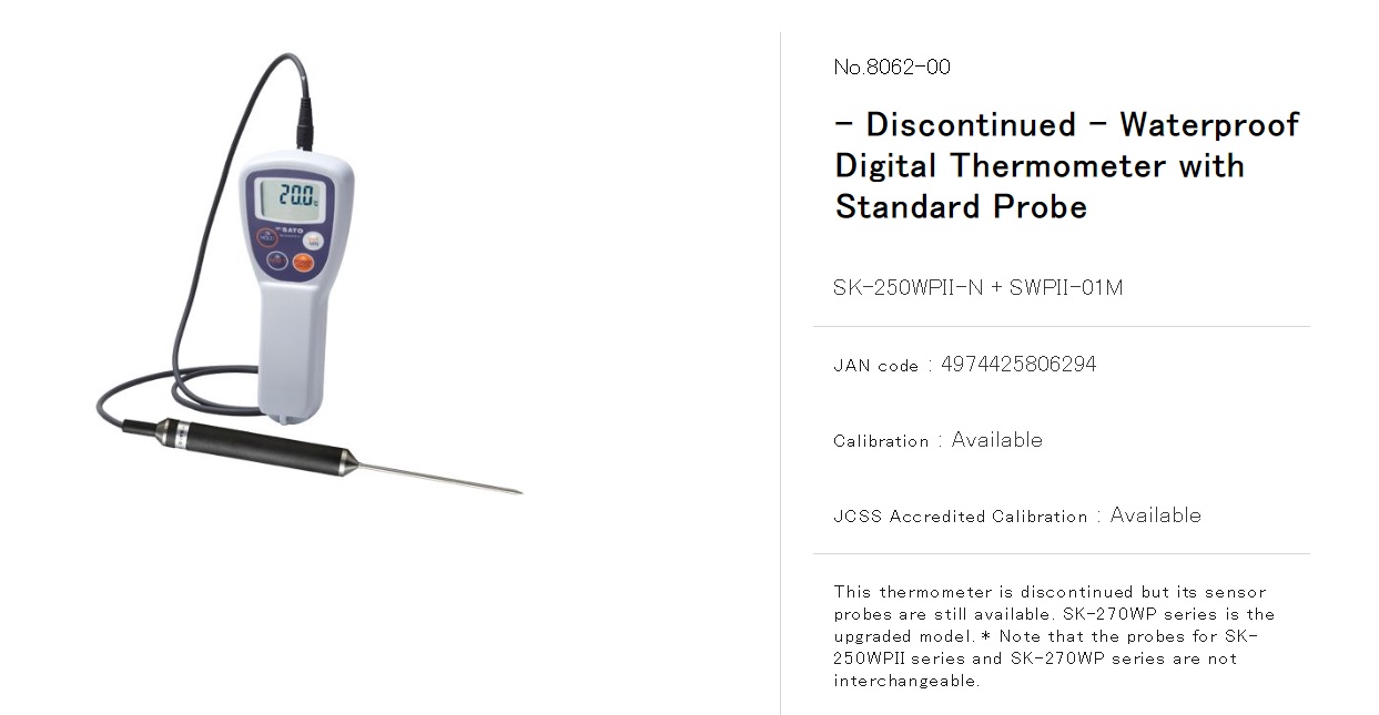 Ichiban Precision Sdn Bhd - Sato - Sato Waterproof Digital Thermometer Model SK-250WPII-N (for ...